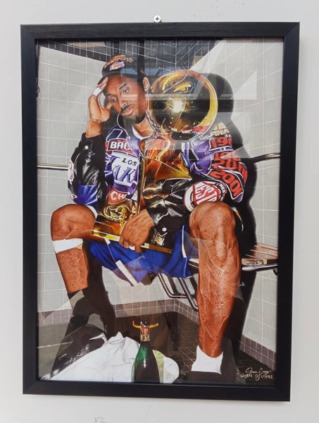 Kobe Bryant Shower Trophy Los Angeles Lakers "Drawing" (Framed ...