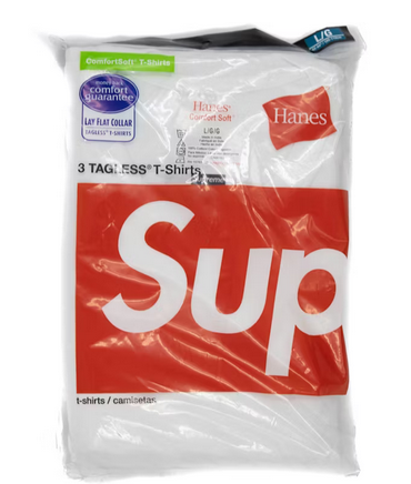 Supreme Hanes Tagless Tees (3 Pack)White – shoegamemanila